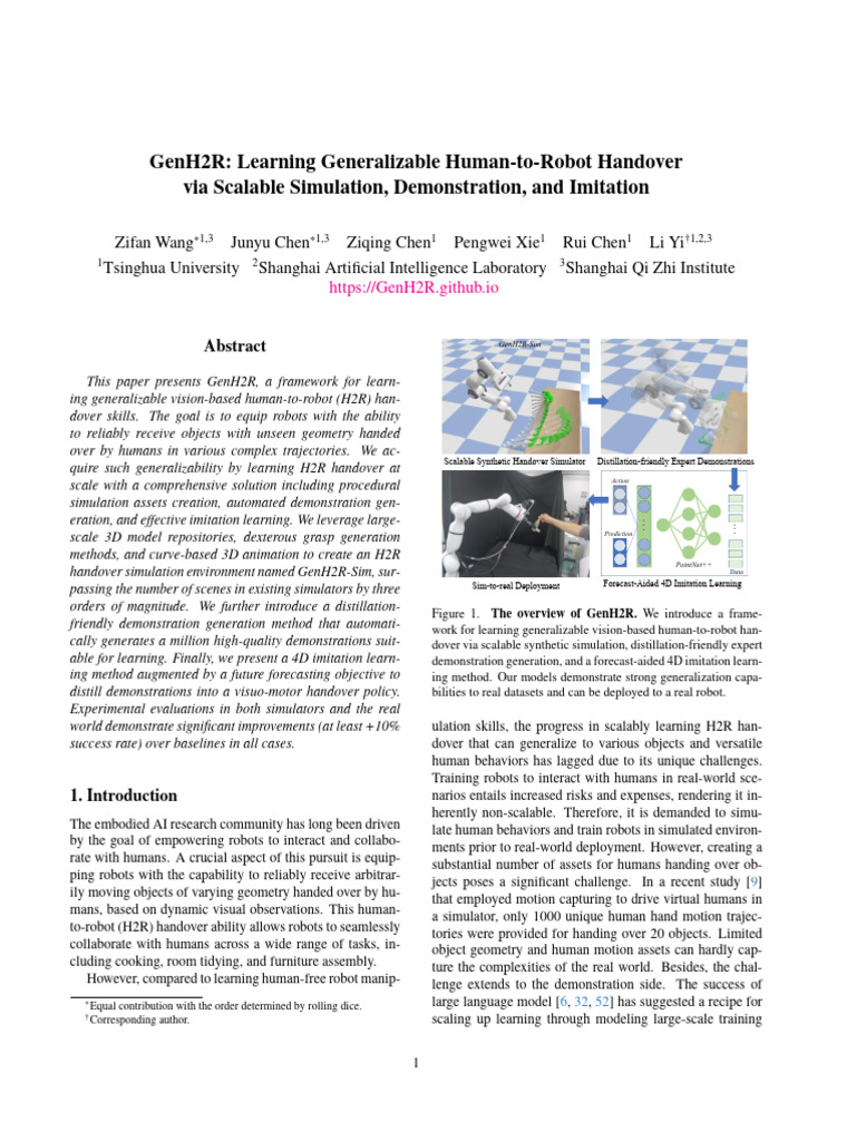 GenH2R Learning Generalizable Human-To-Robot Handover Via Scalable Simulation, Demonstration ...