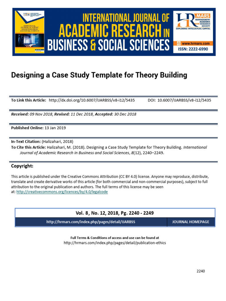 Designing A Case Study Template For Theory Building: M. Halizahari ...