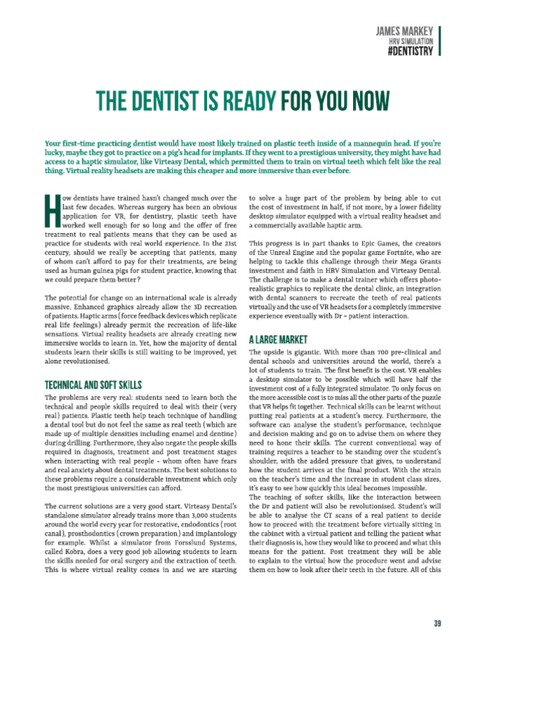 James Markey - The Dentist Will See You Now | PDF