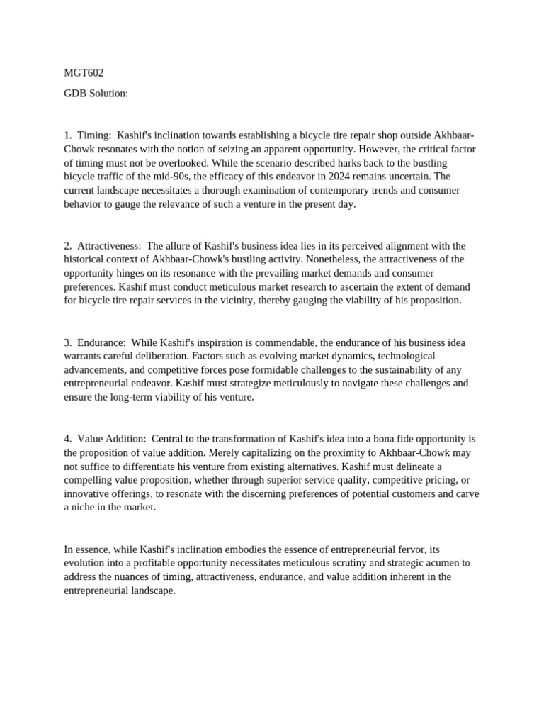 MGT602 GDB Solution | PDF