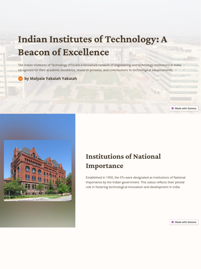 Indian Institutes of Technology A Beacon of Excellence | PDF | Science ...