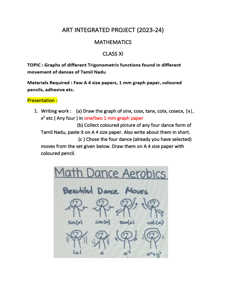 Mathematics Art Integrated Project For Class XI (2023-24) | PDF