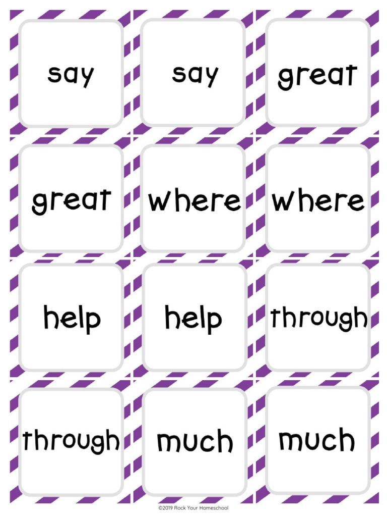 Sight Words Memory Game Fry Words 2-200 | PDF