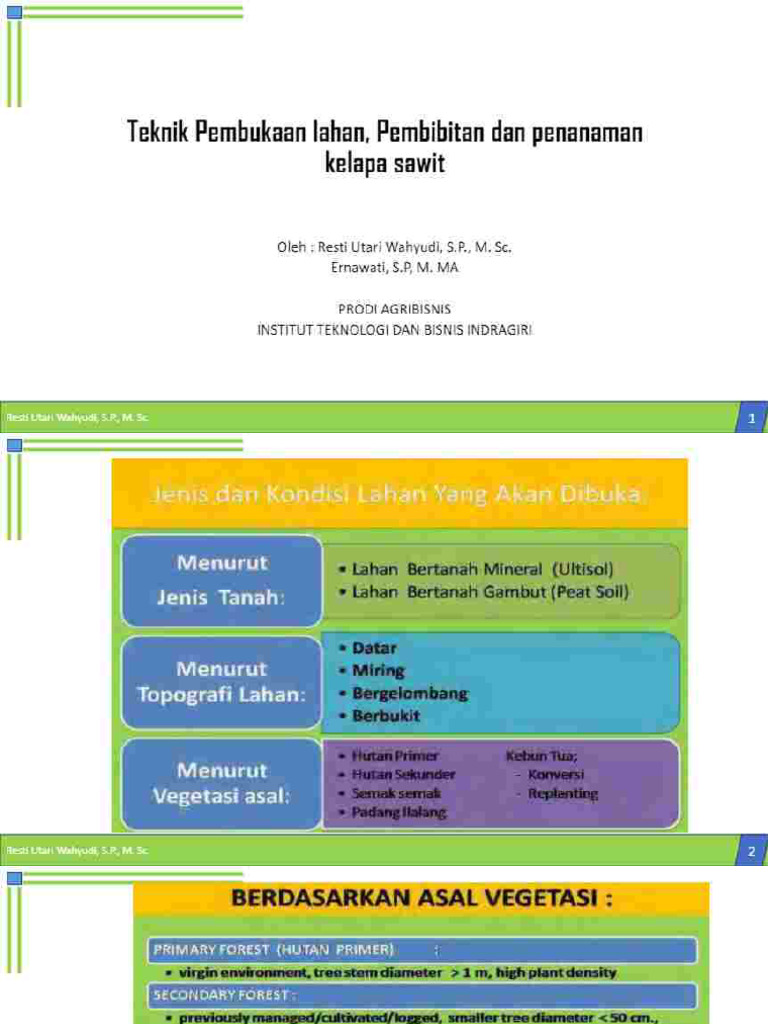 Teknik Pembukaan Lahan, Pembibitan Dan Penanaman Kelapa Sawit ...