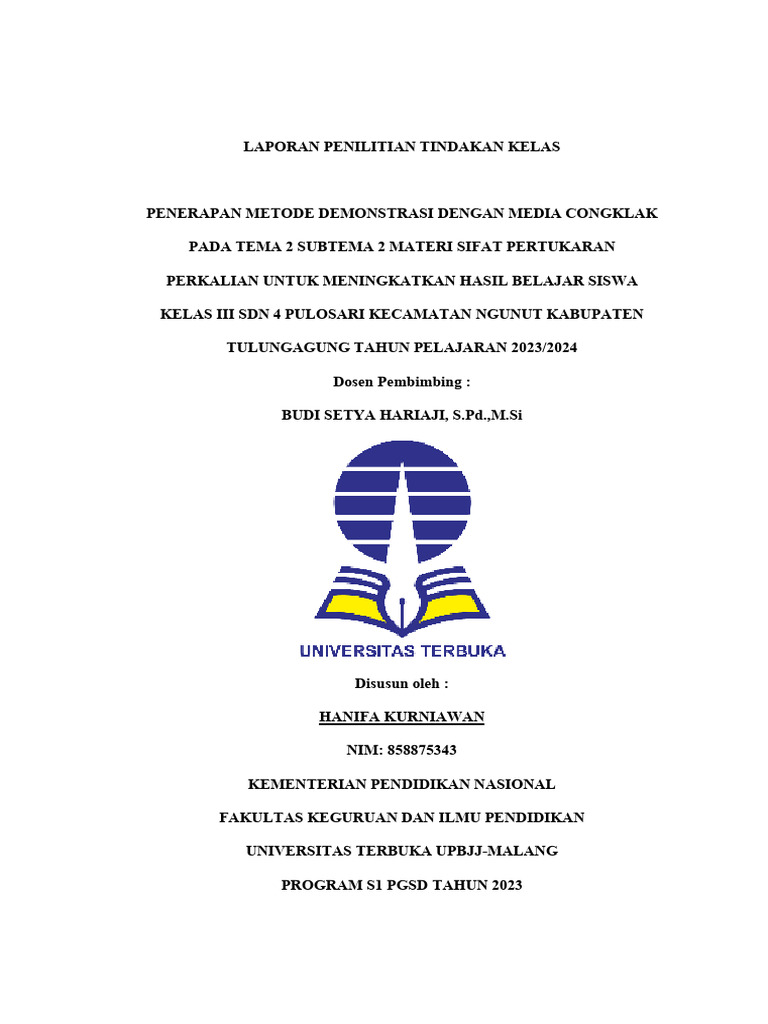 Hanifa Kurniawan - 858875343 - Proposal PTK 2023 | PDF
