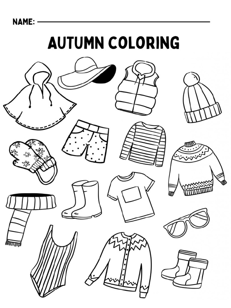 Autumn Clothes Coloring I5 | PDF
