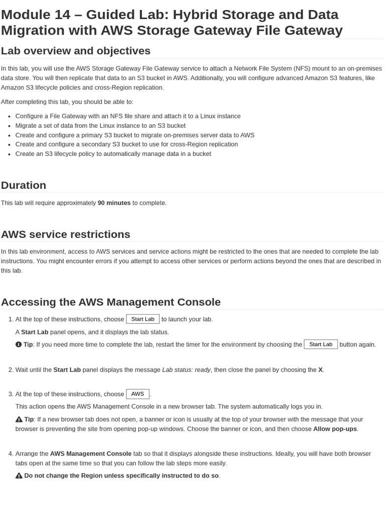 Module 14 Guided Lab Hybrid Storage And Data Migration With Aws 3649