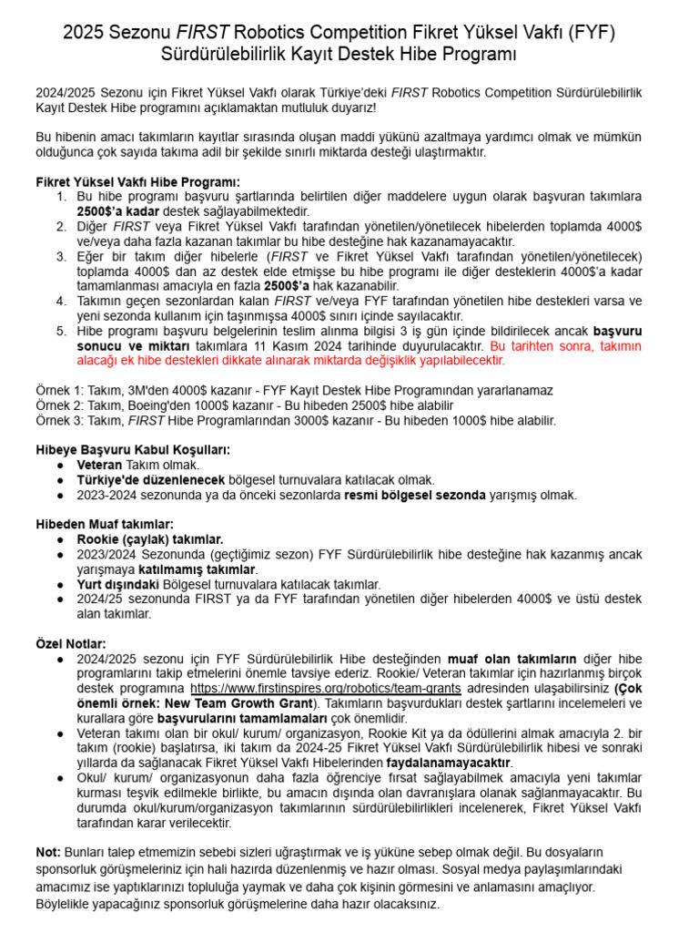 Fikret Yüksel Vakfı 2025 FIRST DIVE-REEFSCAPE Hibe Programı | PDF