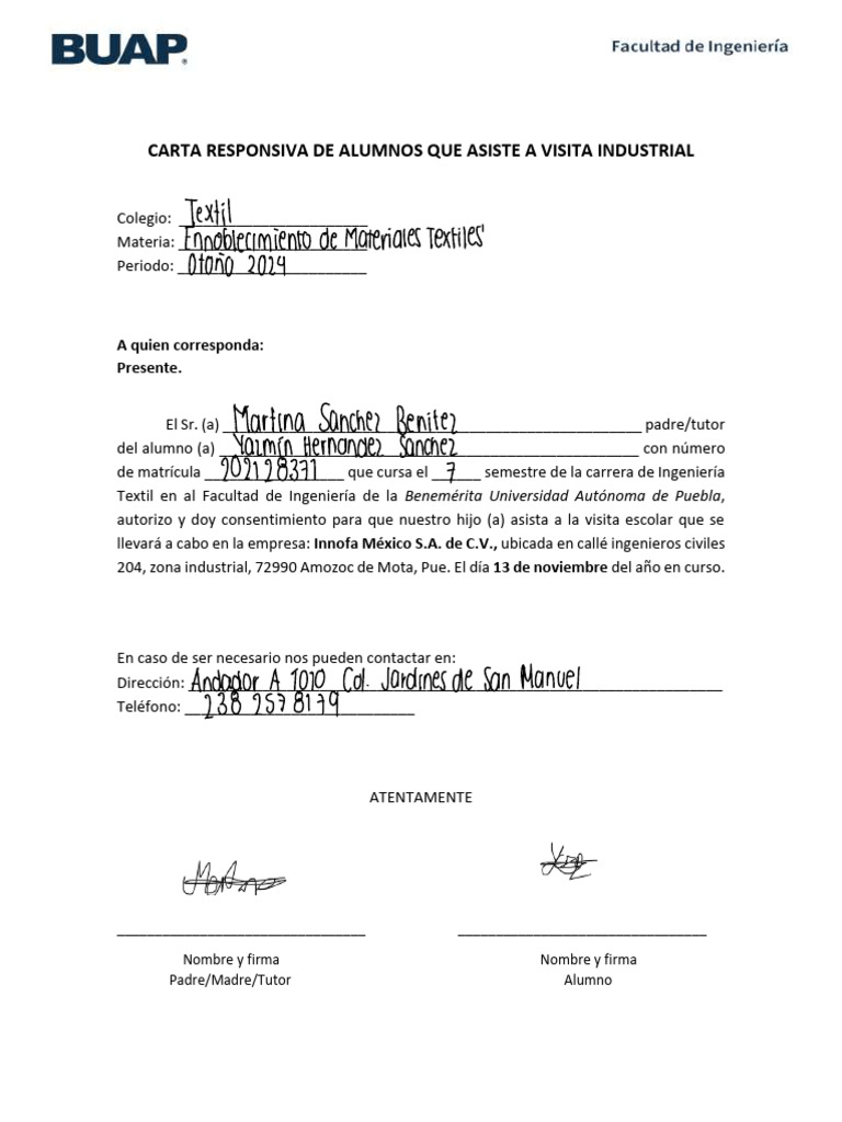 Carta Responsiva Yaz | PDF