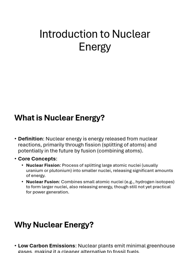 Introduction To Nuclear Energy | PDF | Nuclear Power | Nuclear Reactor