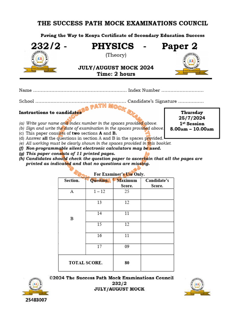Mock Phys P2 QS 2024. | PDF | Photoelectric Effect | Waves Mock Phys P2 QS 2024. | PDF | Photoelectric Effect | Waves