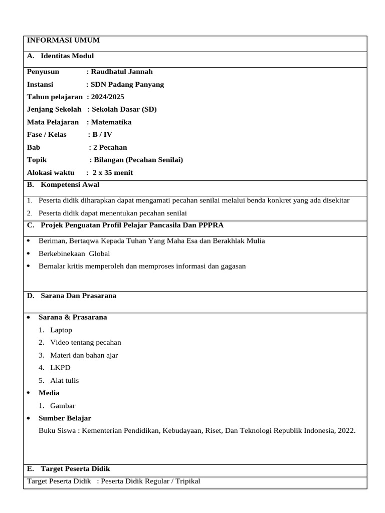 Modul Ajar Siklus 2 | PDF