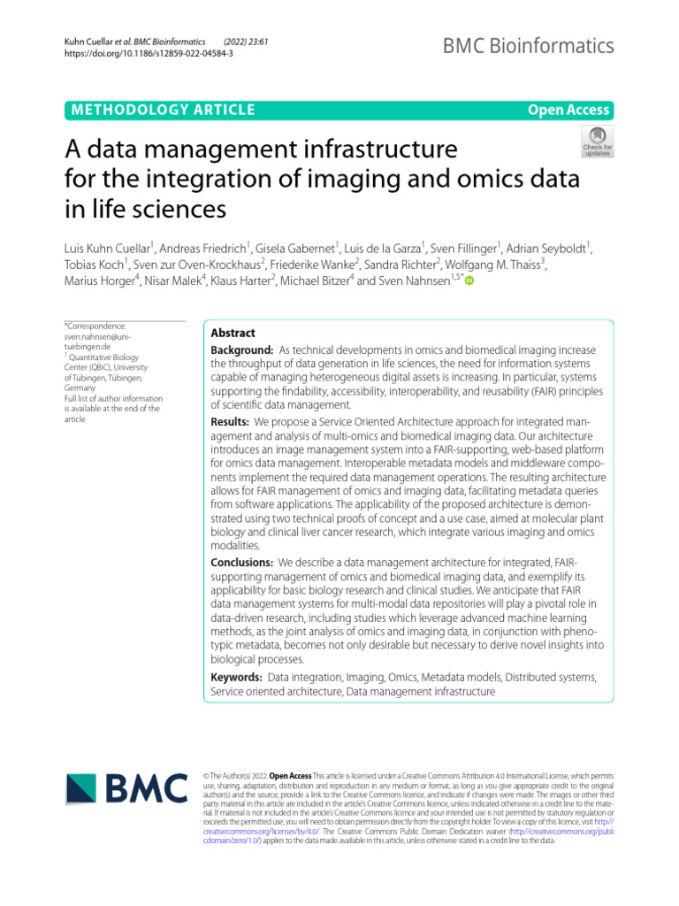 A Data Management Infrastructure | PDF | Metadata | Medical Imaging
