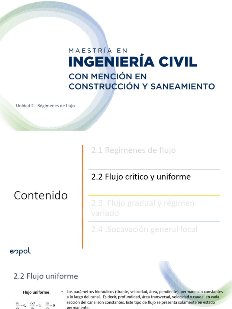 Unidad 2.2 - Flujo Critico y Uniforme | PDF | Descarga (hidrología ...
