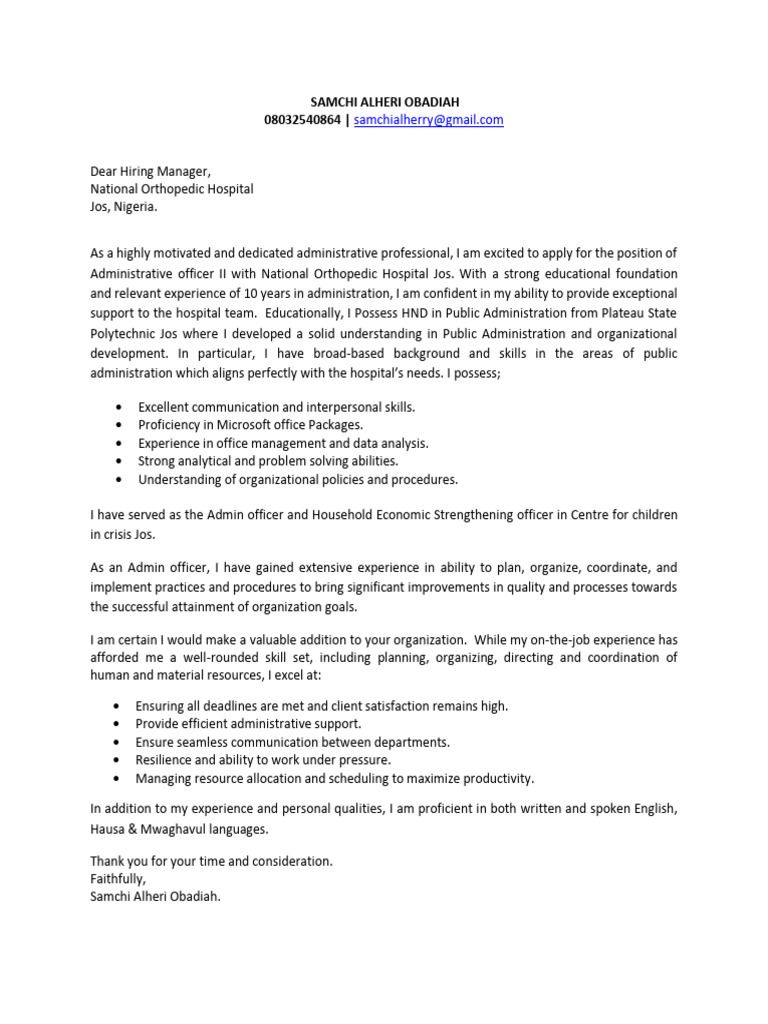 Application for Administrative Officer II | PDF