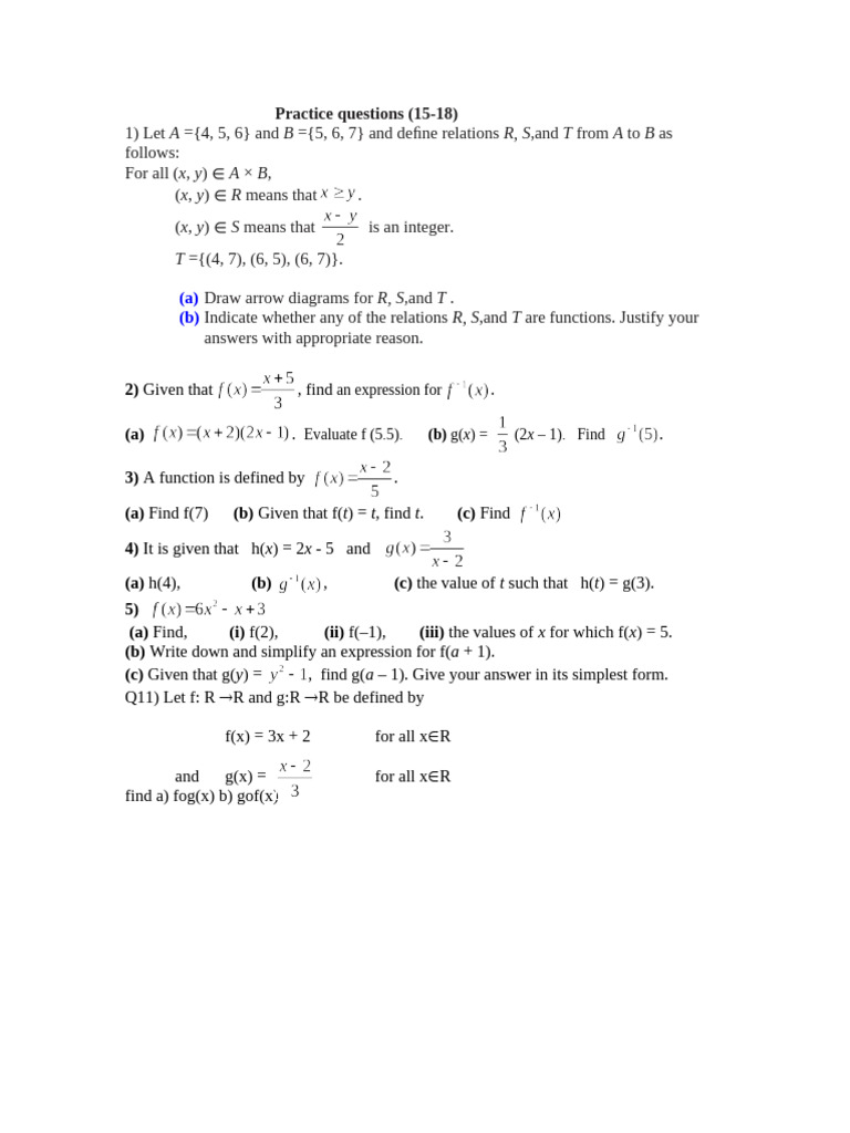 Practice Question 15-18 | PDF