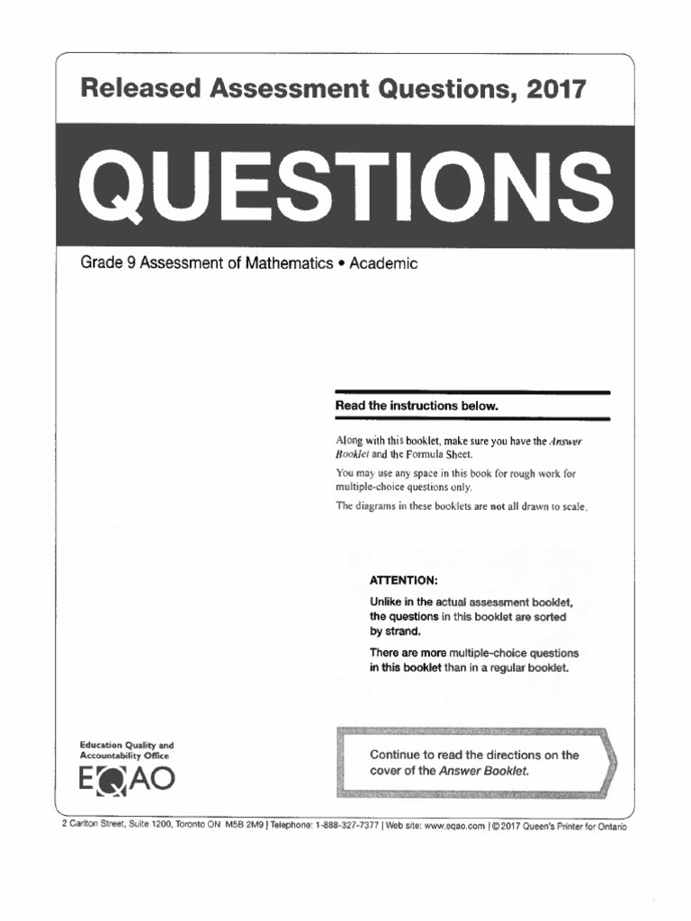 EQAO - 2017&2018questionbooklet - Solutions | PDF