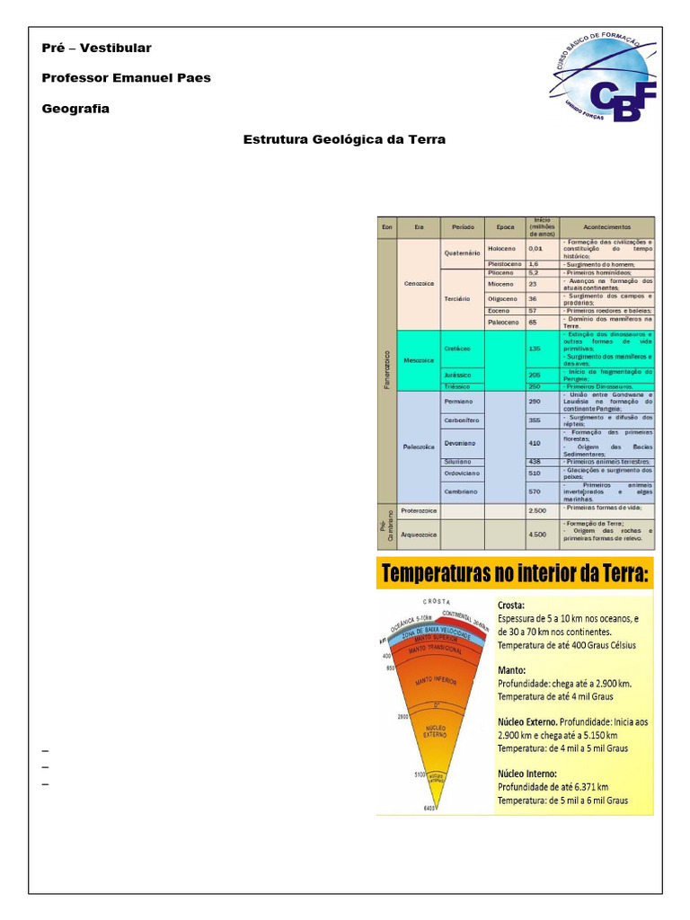Estrutura da Terra | PDF | Terreno | Rochas (Geologia)