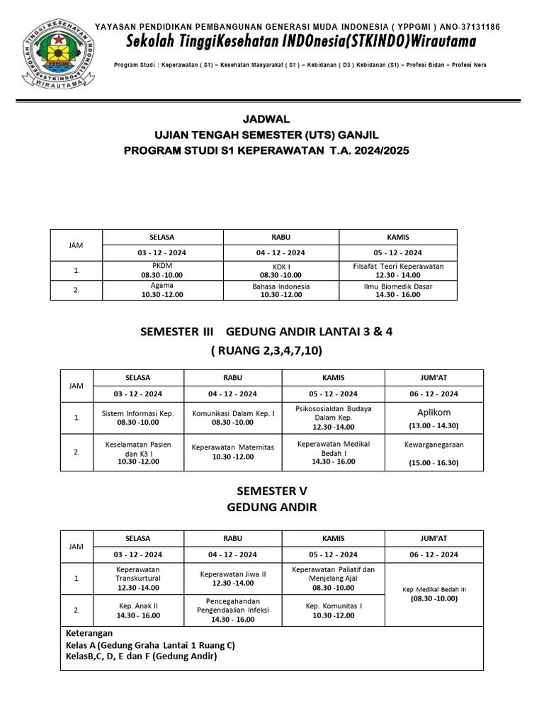 Jadwal Uts Ganjil 2024 Fix | PDF