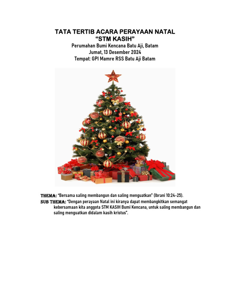 Tertib Acara Natal STM KASIH 2024 | PDF