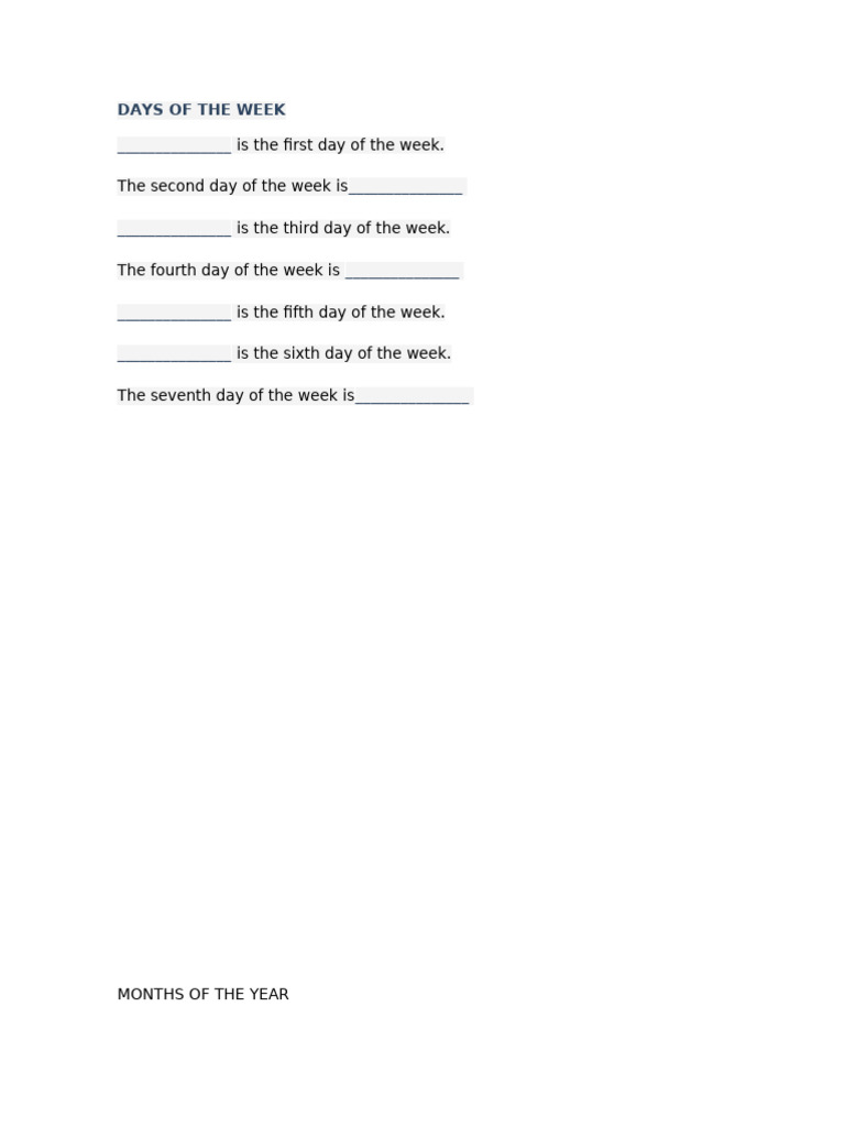 Days of The Week | PDF