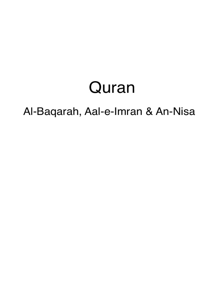 Quran Al Baqarah, Aal e Imran & An Nisa | PDF | Quran | Islam