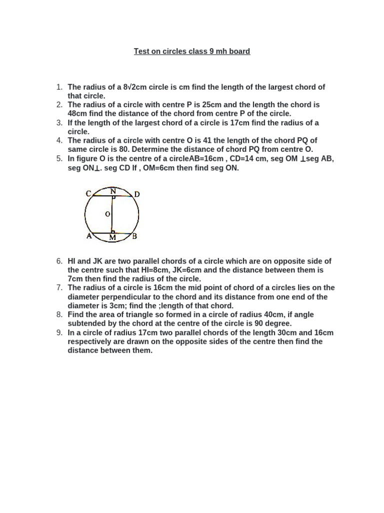 Class 9 Circle Geometry Problems | PDF