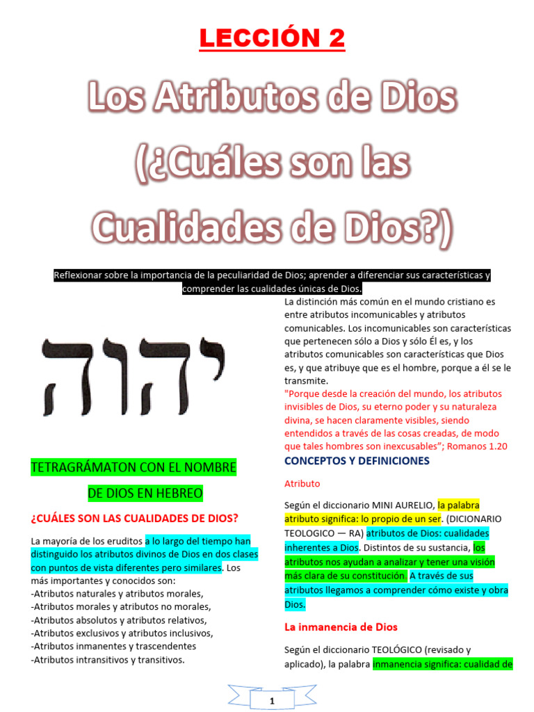 Atributos de Dios: Naturales y Morales | PDF | Dios | Teología