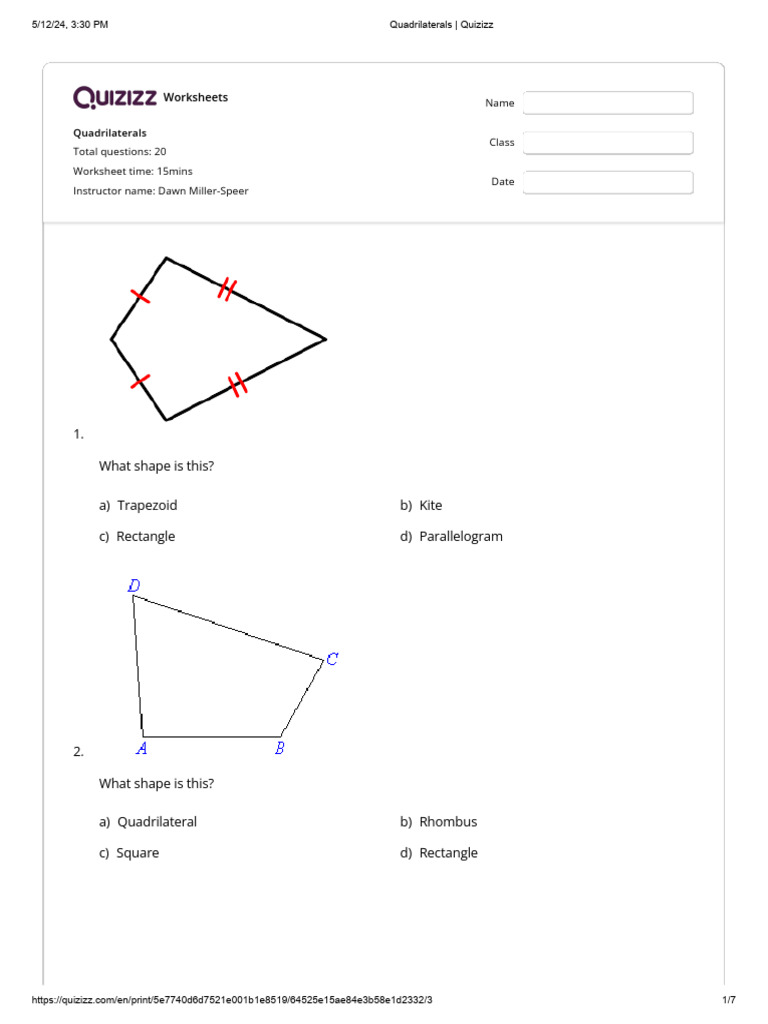 Quizizz - Quadrilaterals 3 | PDF | Rectangle | Geometry