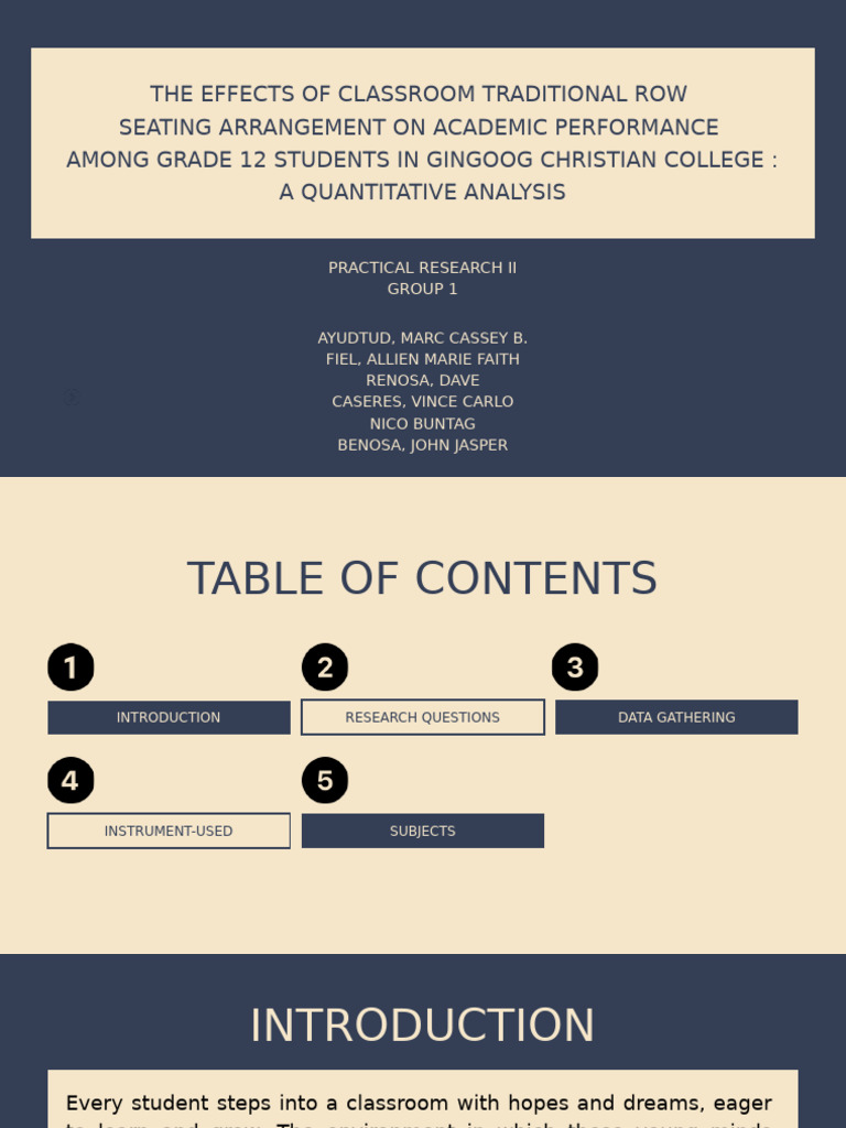 Impact of Row Seating on Grade 12 Performance | PDF | Classroom | Cognition