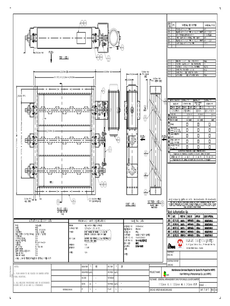 Wrqf-Ms-Me-Drw-0002-General Arrangement DWG Single Louver Damper-1 | PDF