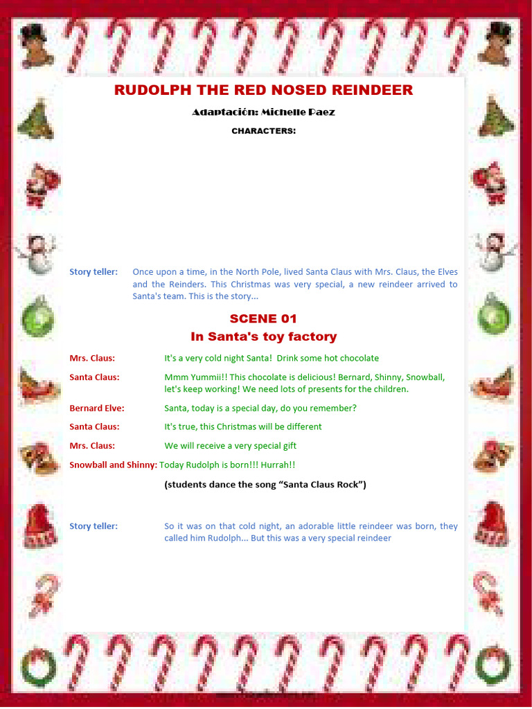 Rudolph the Red-Nosed Reindeer Script | PDF | Santa Claus's Reindeer ...
