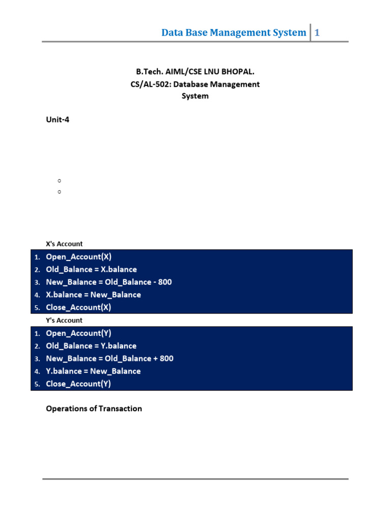 Unit 4 | PDF | Method (Computer Programming) | Database Transaction Unit 4 | PDF | Method (Computer Programming) | Database Transaction