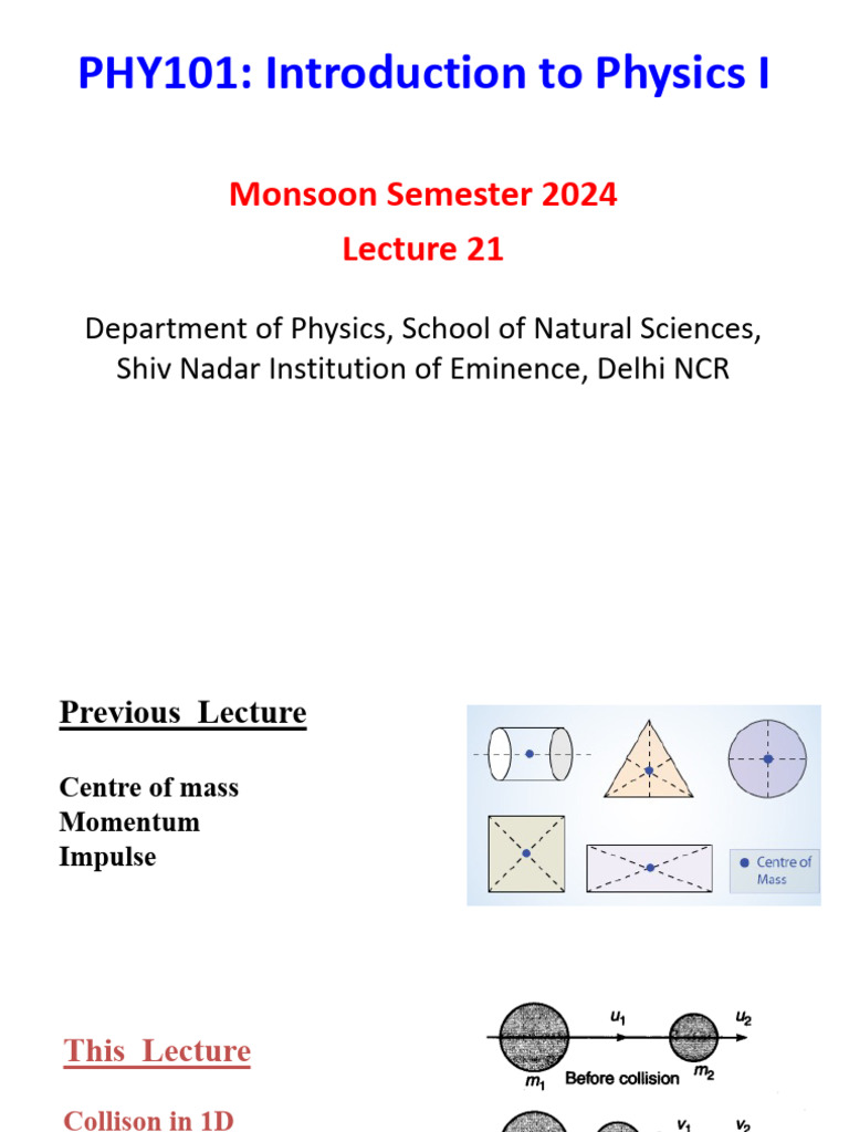 Lecture 21 | PDF | Collision | Momentum