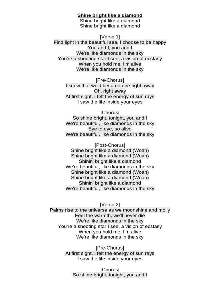 Shine Bright Like A Diamond | PDF | Songs
