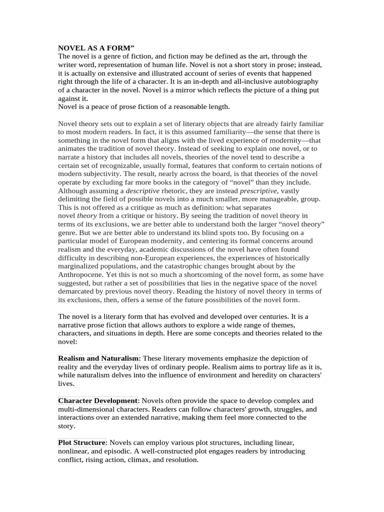 Novel Theory and Its Dimensions | PDF | Narration | Novels