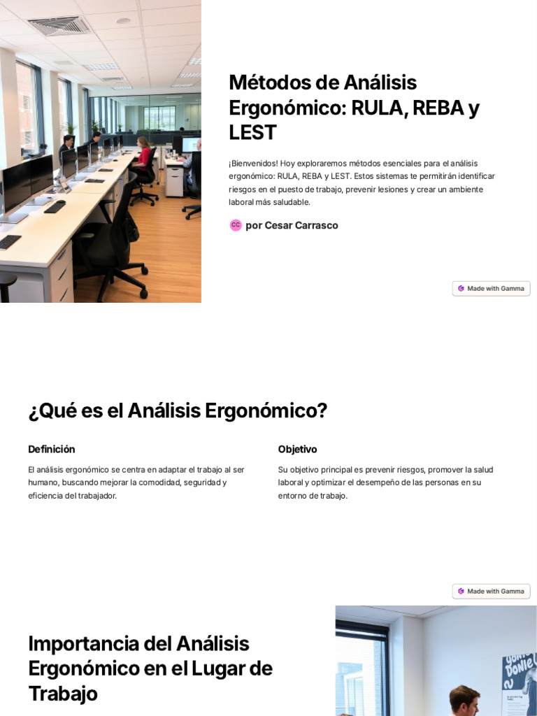 Metodos de Analisis Ergonomico RULA REBA y LEST | PDF | Factores ...
