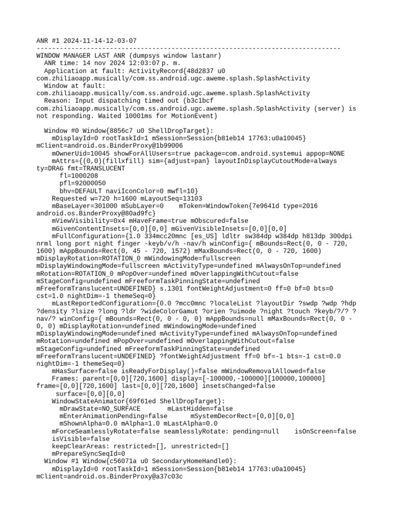 Dumpsys ANR WindowManager | PDF | Computing | Mobile Computers