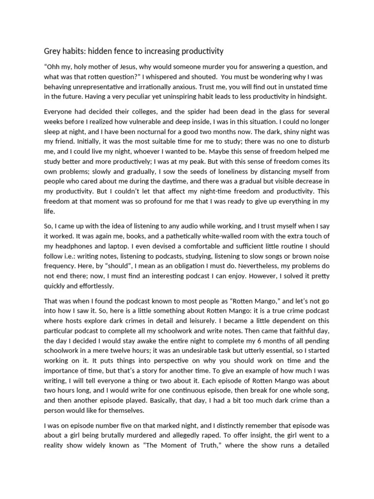 Grey Habits - Hidden Fence To Increasing Productivity | PDF