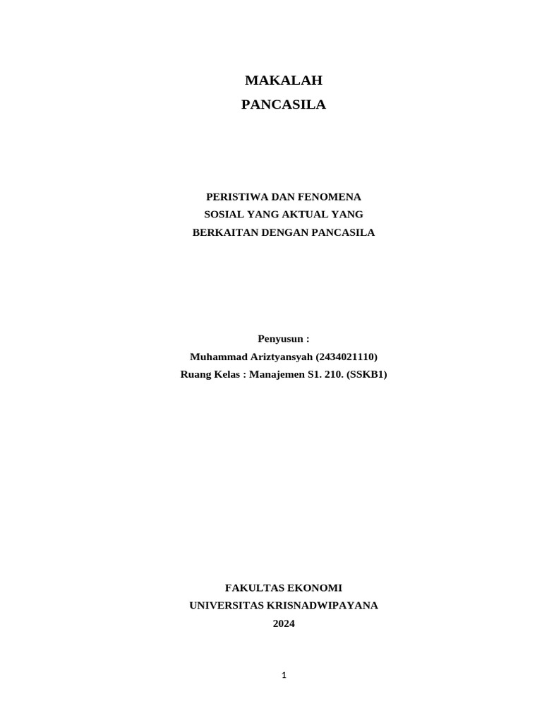 Tugas Makalah Bab 2 Pancasila | PDF