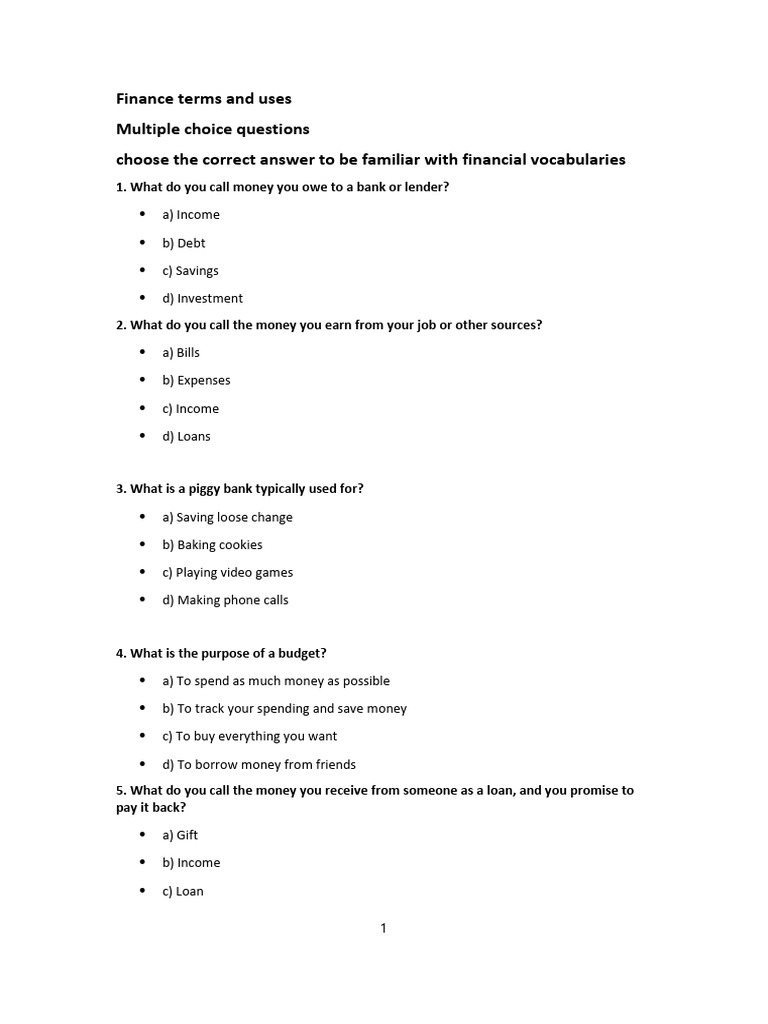 Understanding Basic Finance Terms | PDF | Money | Loans