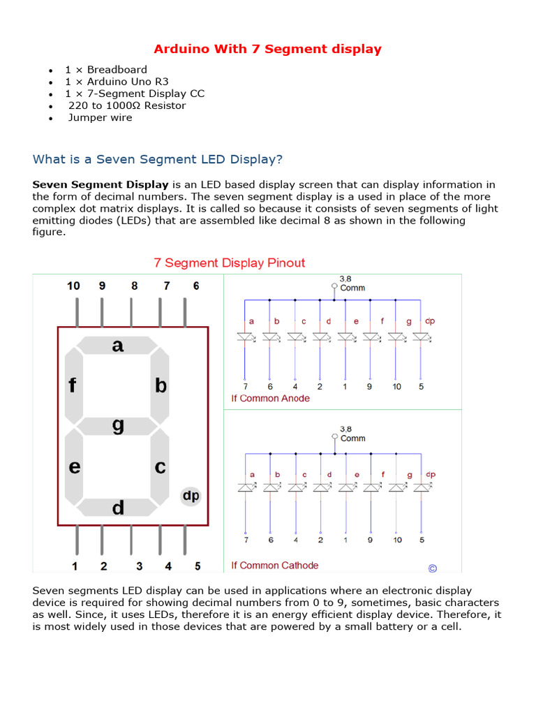 7 Segment CC | PDF | Light Emitting Diode | Anode