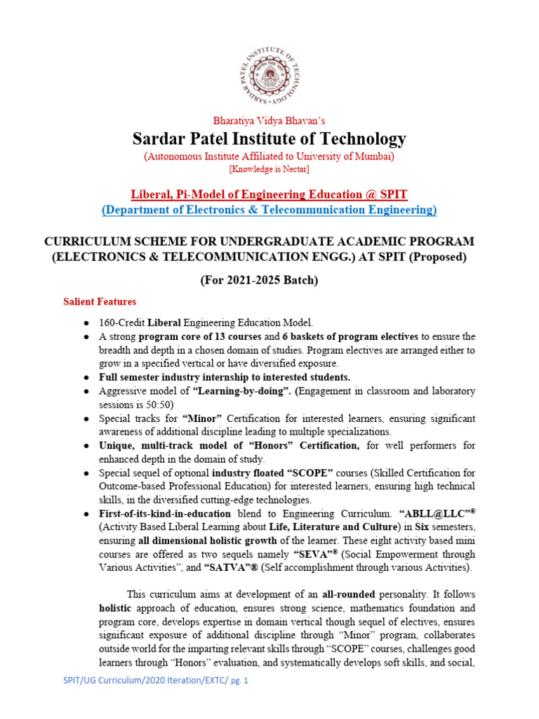 B. Tech. EXTC - 2021-2025 - Scheme - Modified | PDF | Curriculum | Engineering