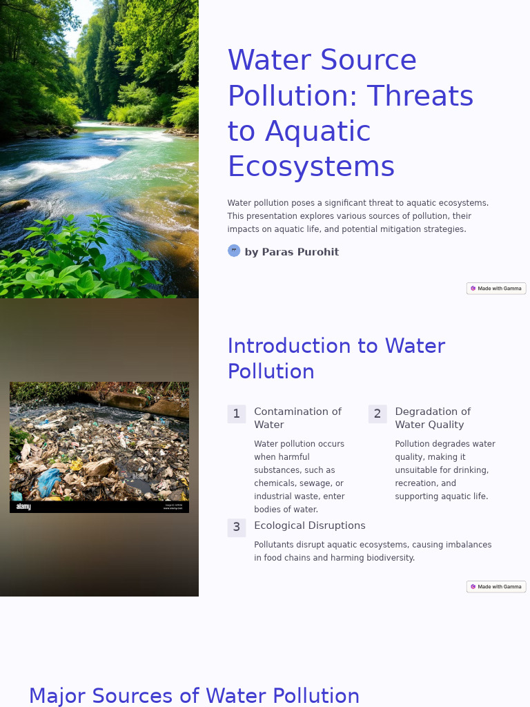 Water Source Pollution Threats To Aquatic Ecosystems | PDF | Water ...