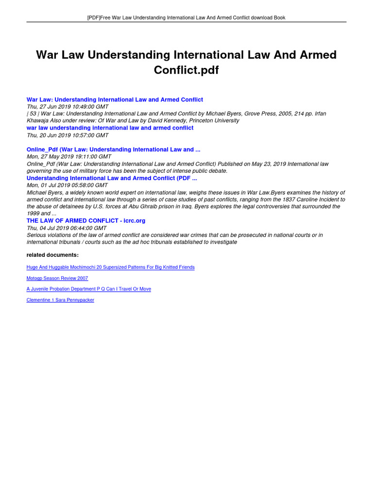 War Law Understanding International Law | PDF