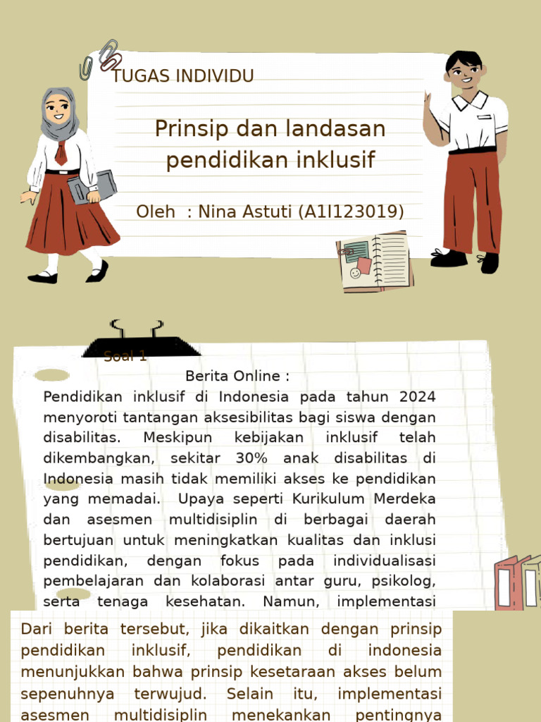 Prinsip Dan Landasan Pendidikan Inklusif, Tugas Individu Nina Astuti | PDF