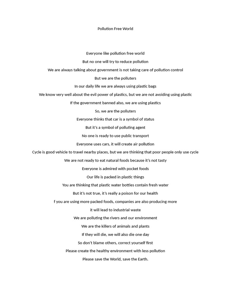 Pollution Free World | PDF