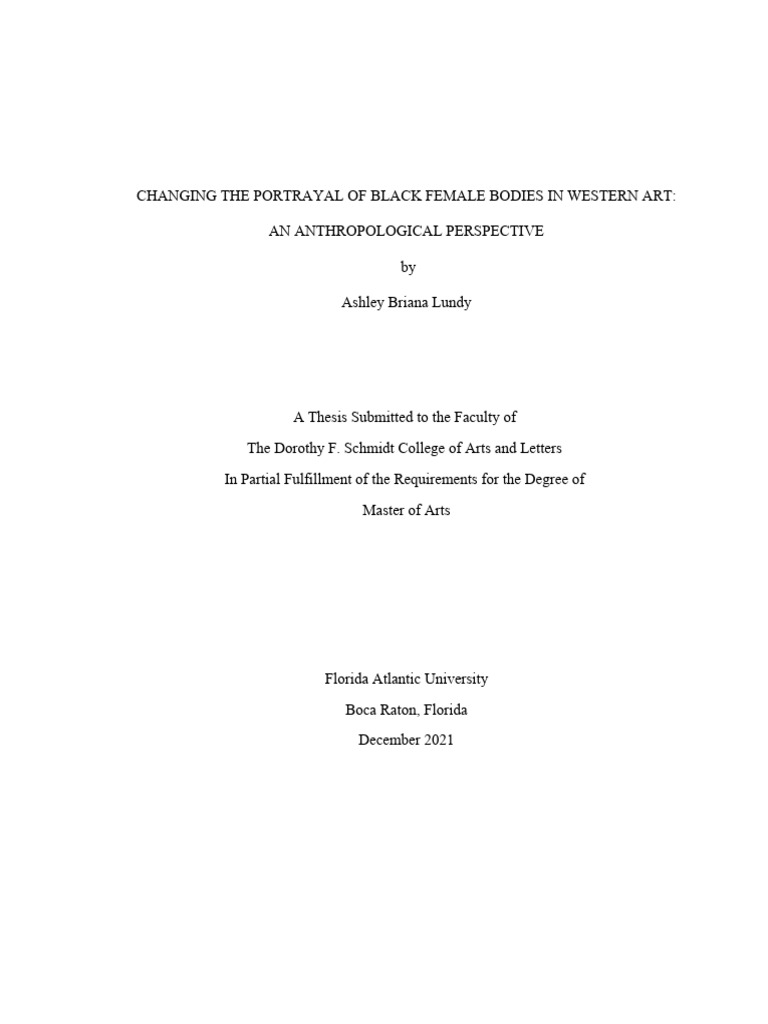 Changing The Portrayal of Black Female Bodies in Western Art An ...