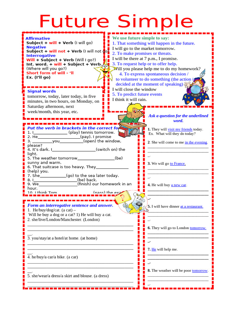 We Use Future Simple To Say:: Subject + + Verb Subject + + Verb ...