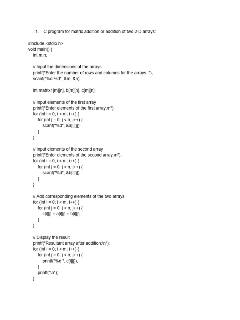 2d Array - Prod - Add | PDF | Matrix (Mathematics) | Algebra